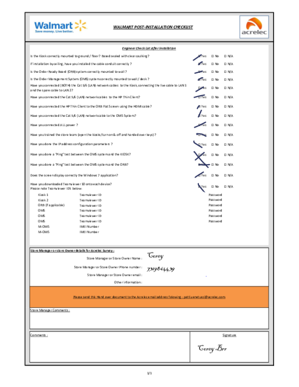 (PDF) Walmart US Installation Kiosk Completion Form Rev2.1 signed ...