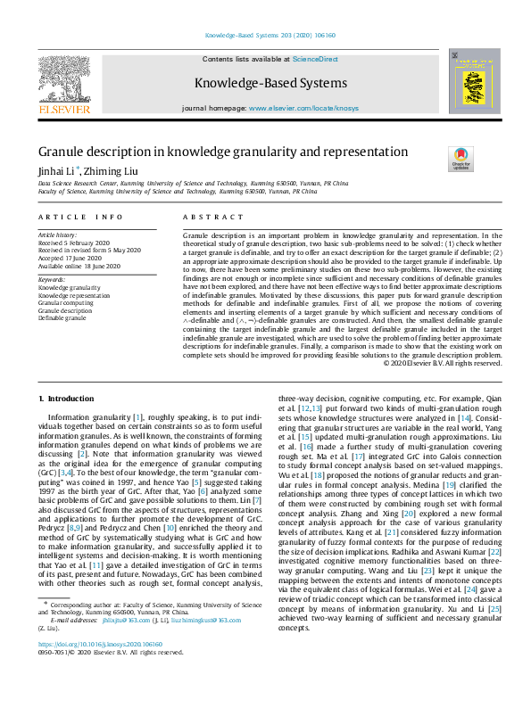 (PDF) Granule description in knowledge granularity and representation