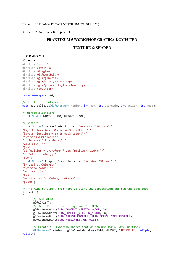 (DOC) Praktikum Grafika Komputer - Texture & Shaders