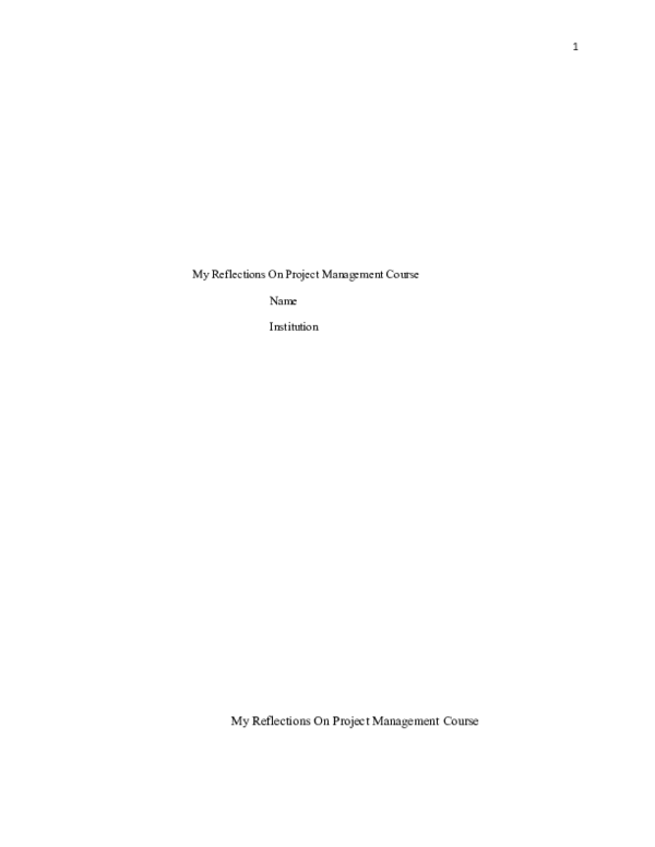 (DOC) My Reflections On Project Management Course Name Institution My ...