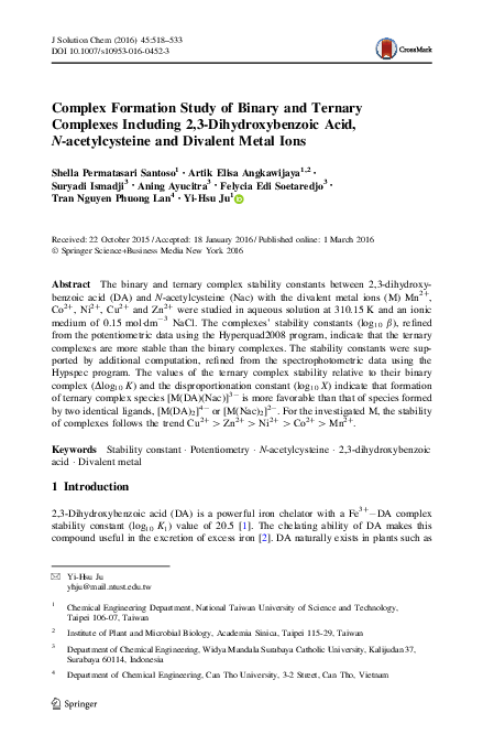 (PDF) Complex formation study of binary and ternary complexes including ...