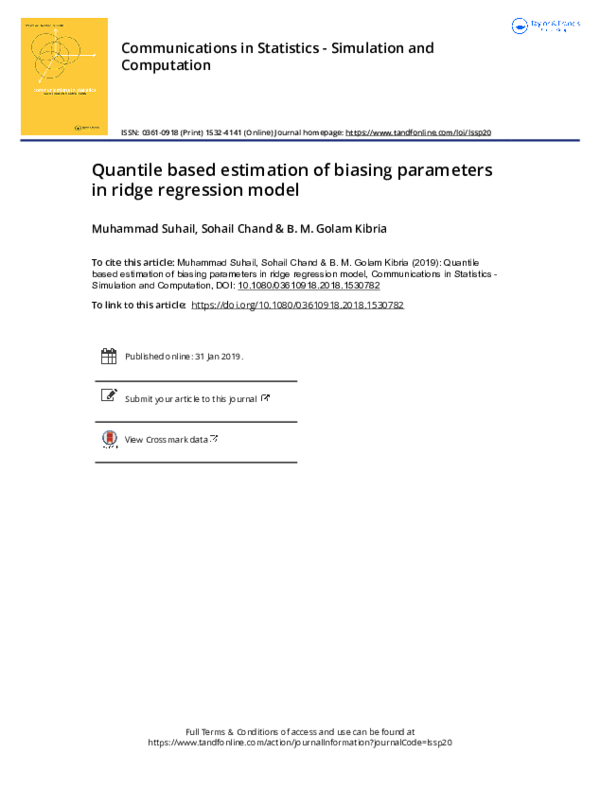 Pdf Quantile Based Estimation Of Biasing Parameters In Ridge