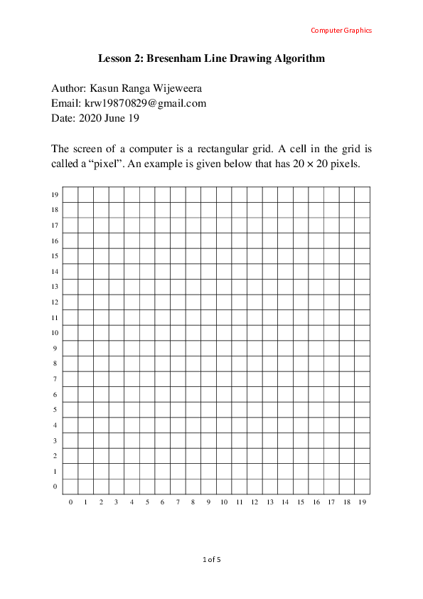 (PDF) Bresenham Line Drawing Algorithm