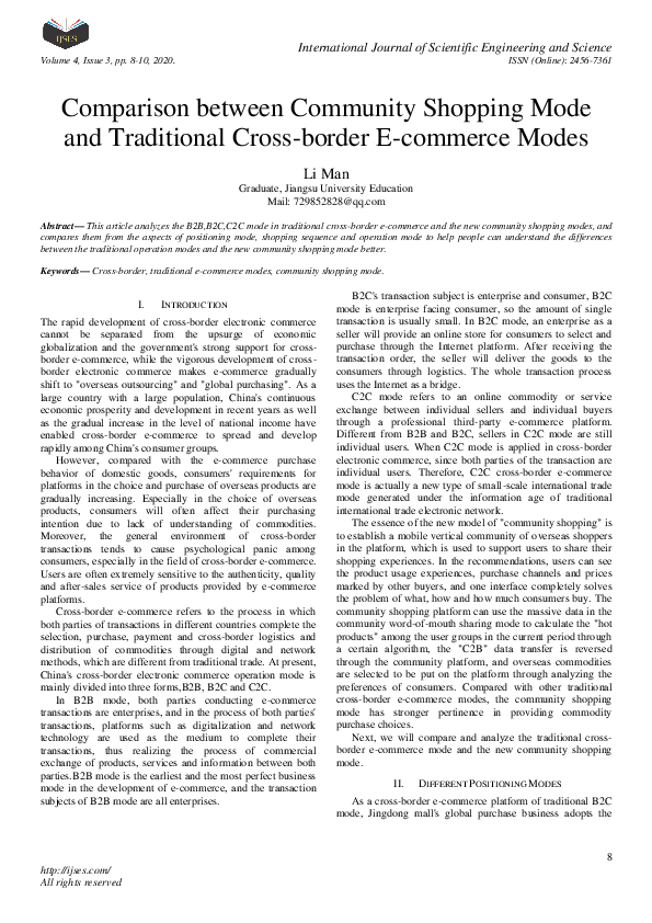 (PDF) Comparison between Community Shopping Mode and Traditional Cross ...