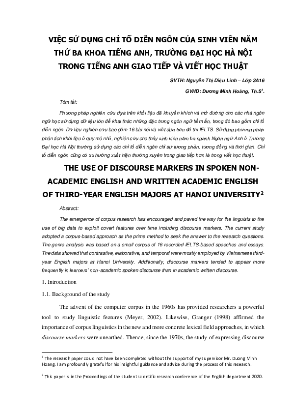 (PDF) The Use of Discourse Markers in Spoken Non-academic English and ...