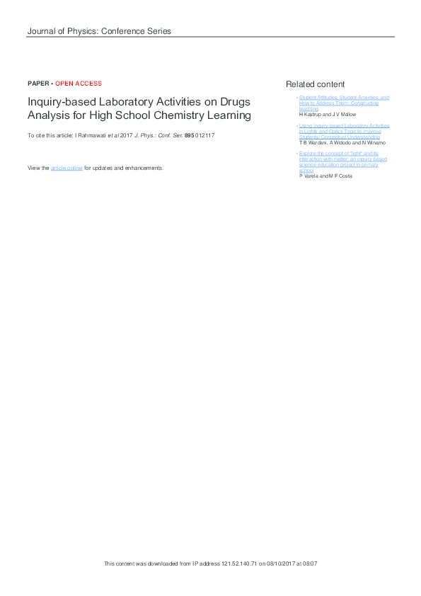 (PDF) Inquiry-based Laboratory Activities on Drugs Analysis for High ...