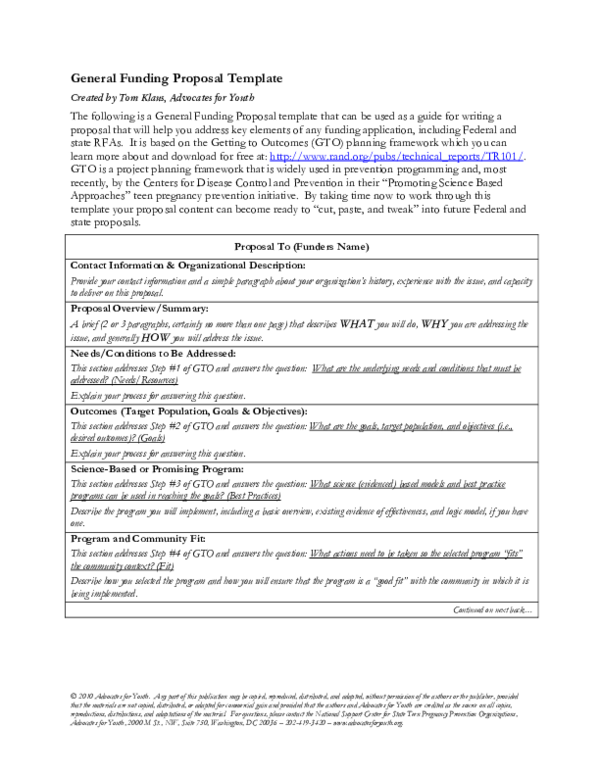 (PDF) General Funding Proposal Template