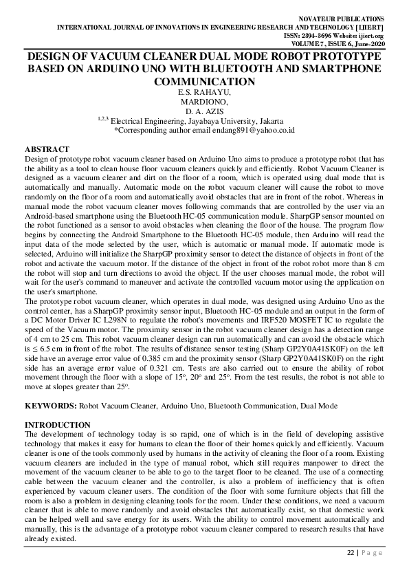 (PDF) IIJIERT- DESIGN OF VACUUM CLEANER DUAL MODE ROBOT PROTOTYPE BASED ON ARDUINO UNO WITH ...