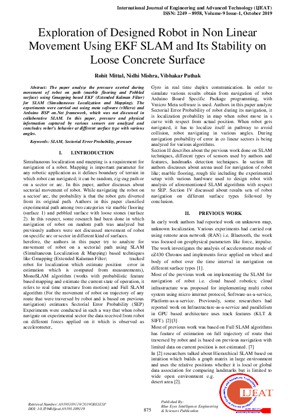 Pdf Exploration Of Designed Robot In Non Linear Movement Using Ekf