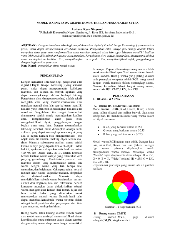 (PDF) MODEL WARNA PADA GRAFIK KOMPUTER DAN PENGOLAHAN CITRA