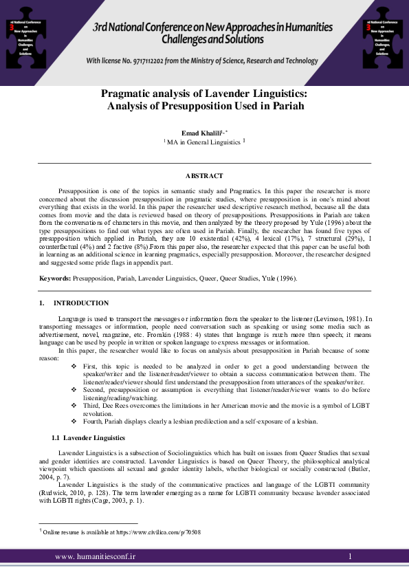 (PDF) Pragmatic analysis of Lavender Linguistics: Analysis of ...