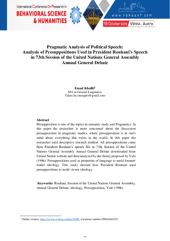 (PDF) Pragmatic Analysis of Political Speech: Analysis of ...