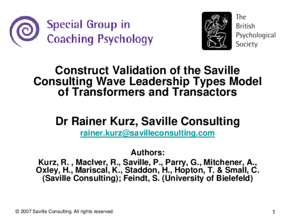 (PDF) Construct Validation of the Saville Consulting Wave Leadership ...