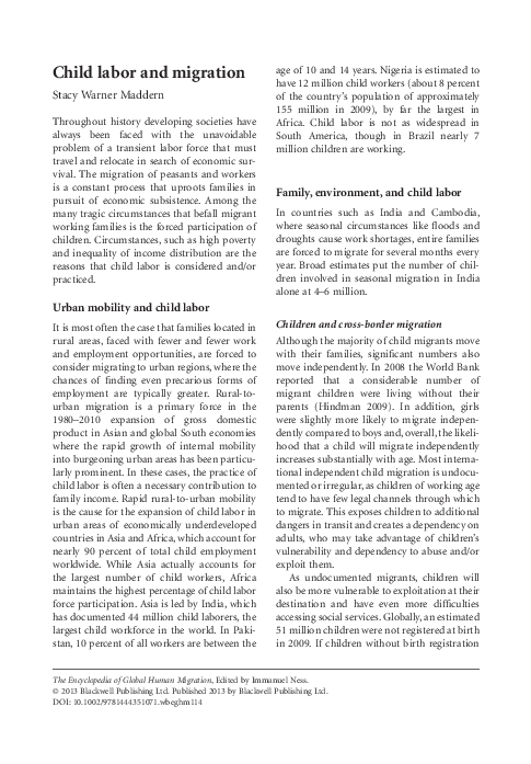 (PDF) Child labor and migration