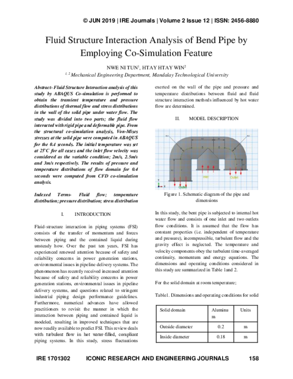 (PDF) Fluid Structure Interaction Analysis of Bend Pipe by Employing Co-Simulation Feature