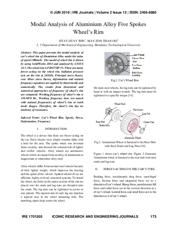 (PDF) Modal Analysis of Aluminium Alloy Five Spokes Wheel's Rim
