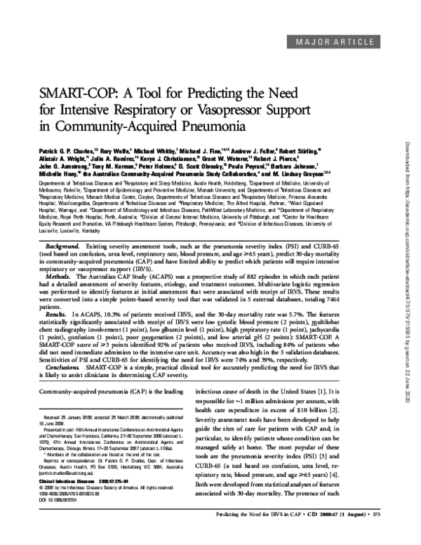 (PDF) SMART‐COP: A Tool for Predicting the Need for Intensive ...