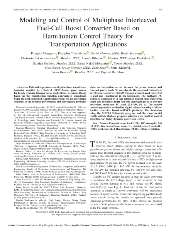 (PDF) Modeling and Control of Multiphase Interleaved Fuel-Cell Boost Converter Based on ...