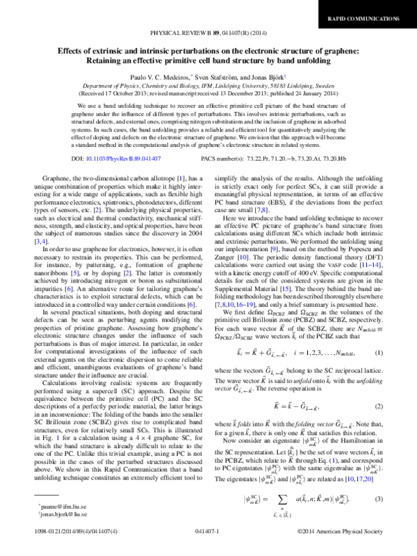 (PDF) Effects of extrinsic and intrinsic perturbations on the ...