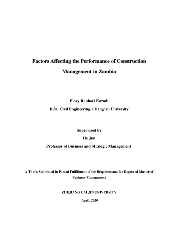 (PDF) Factors Affecting the Performance of Construction Management in ...
