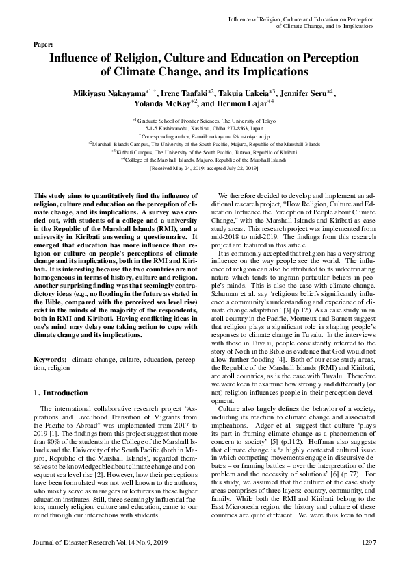 (PDF) Influence of Religion, Culture and Education on Perception of ...