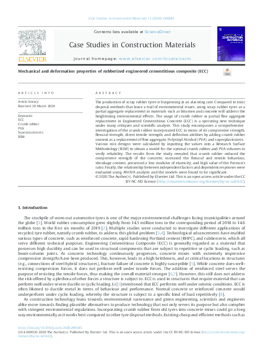 (PDF) Mechanical and deformation properties of rubberized engineered ...