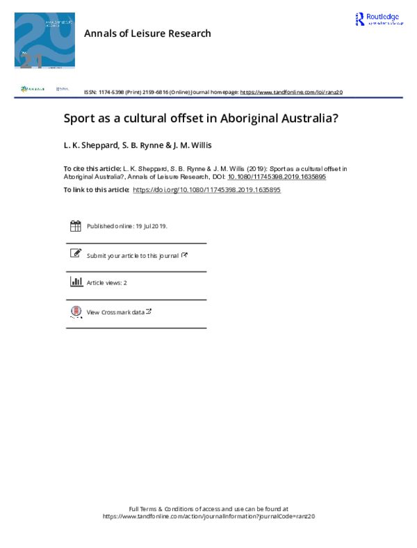 (PDF) Sport as a cultural offset in Aboriginal Australia