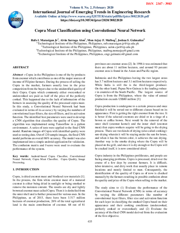 Pdf Copra Meat Classification Using Convolutional Neural Network