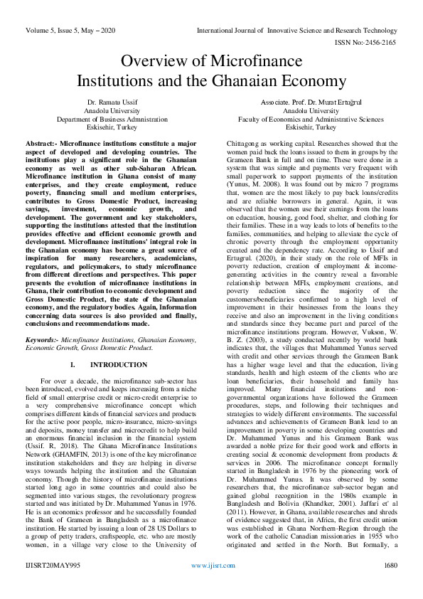 (PDF) OVERVIEW OF MICROFINANCE INSTITUTIONS AND THE GHANAIAN ECONOMY
