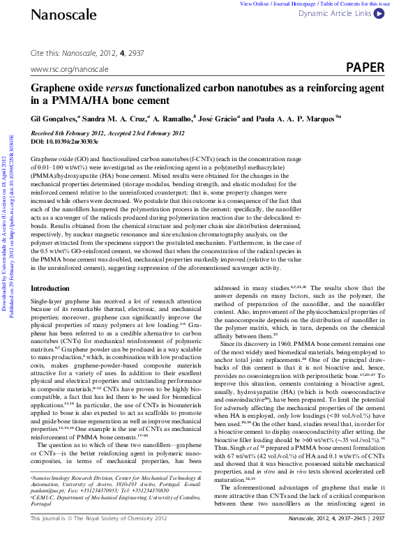 (PDF) Graphene oxide versus functionalized carbon nanotubes as a ...