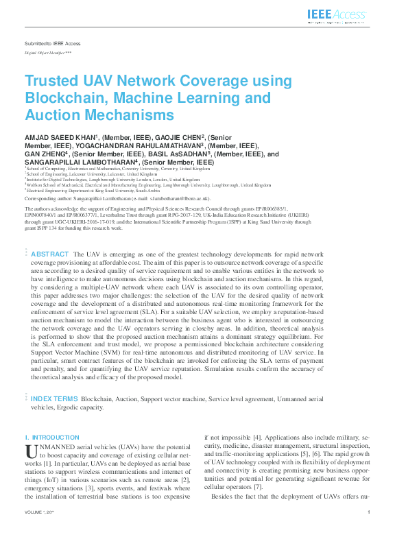 (PDF) Trusted UAV Network Coverage using Blockchain, Machine Learning and Auction Mechanisms ...