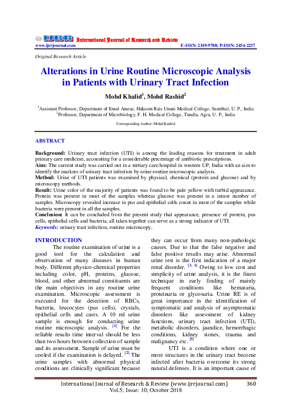 (PDF) Alterations in Urine Routine Microscopic Analysis in Patients ...