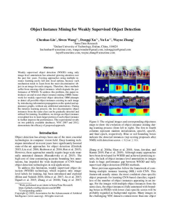 (PDF) Object Instance Mining for Weakly Supervised Object Detection | Wayne Zhang - Academia.edu
