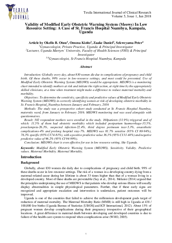 (PDF) Early warning systems to improve maternal health in Nigeria ...