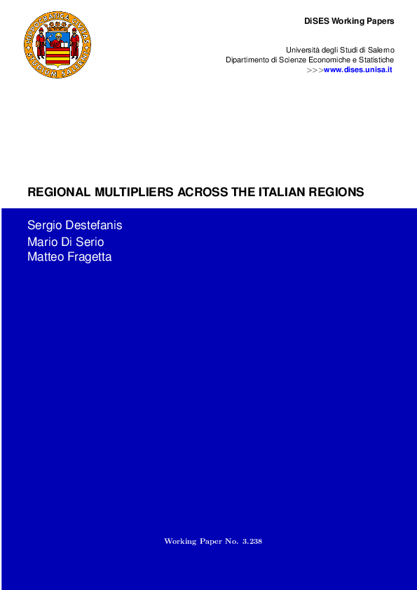 (PDF) REGIONAL MULTIPLIERS ACROSS THE ITALIAN REGIONS | Destefanis ...