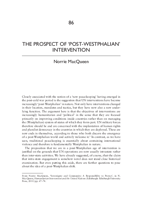 (PDF) 86 THE PROSPECT OF 'POST-WESTPHALIAN' INTERVENTION
