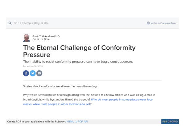 (PDF) The Eternal Challenge of Conformity Pressure