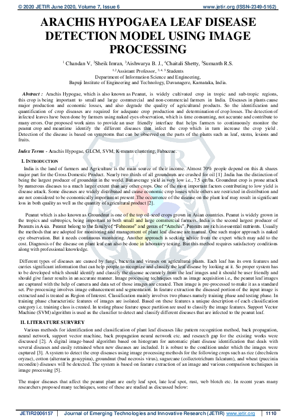 (PDF) Peanut Leaf Disease Detection via Image Processing