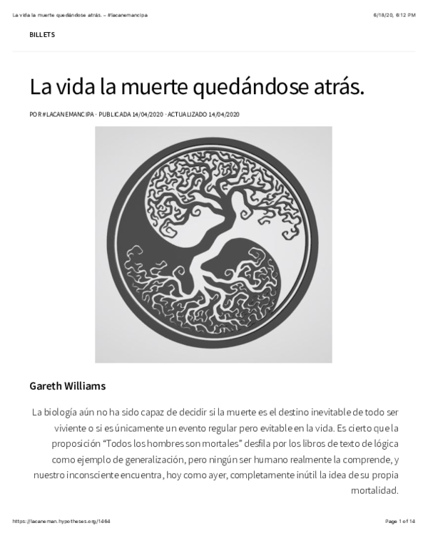 (PDF) La vida la muerte quedándose atrás