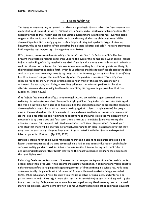 (DOC) ESL Essay Writing