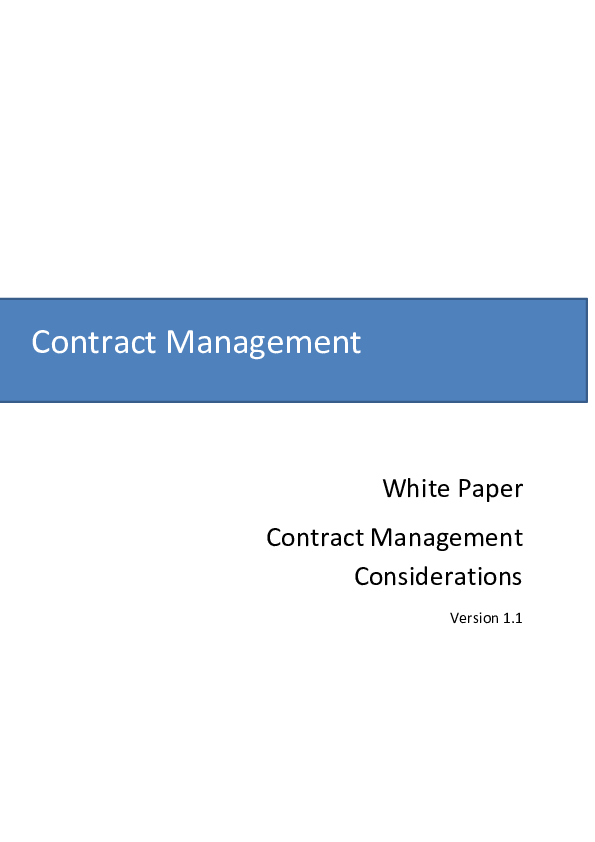 (PDF) White Paper Contract Management Considerations Contract Management