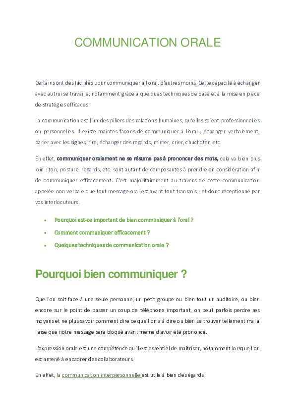 (PDF) COMMUNICATION ORALE