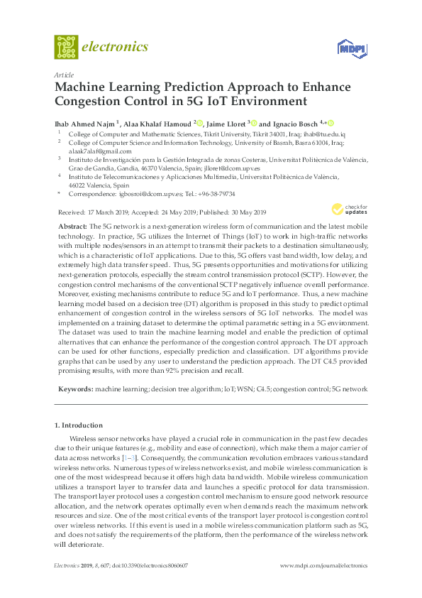 (PDF) Machine Learning Prediction Approach to Enhance Congestion ...