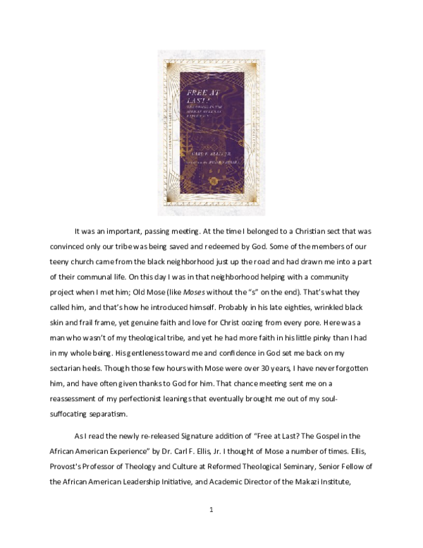 (DOC) "Free at Last?" by Carl F. Ellis, Jr. A Review
