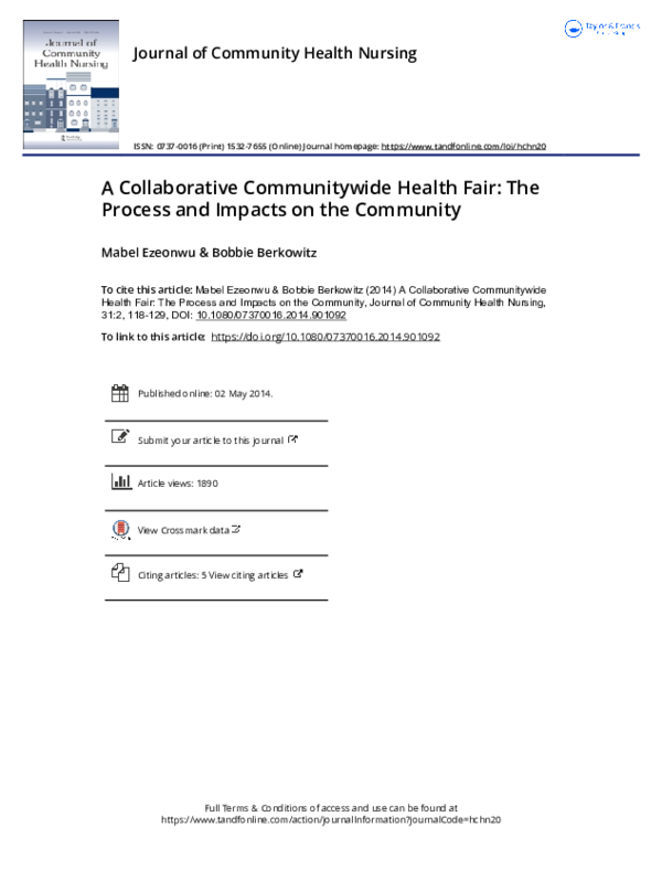 (PDF) Journal of Community Health Nursing A Collaborative Communitywide ...