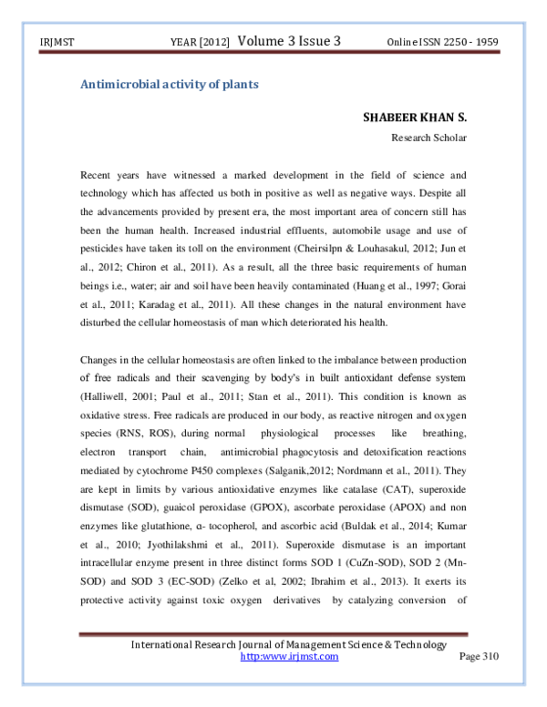 (PDF) Antimicrobial activity of plants