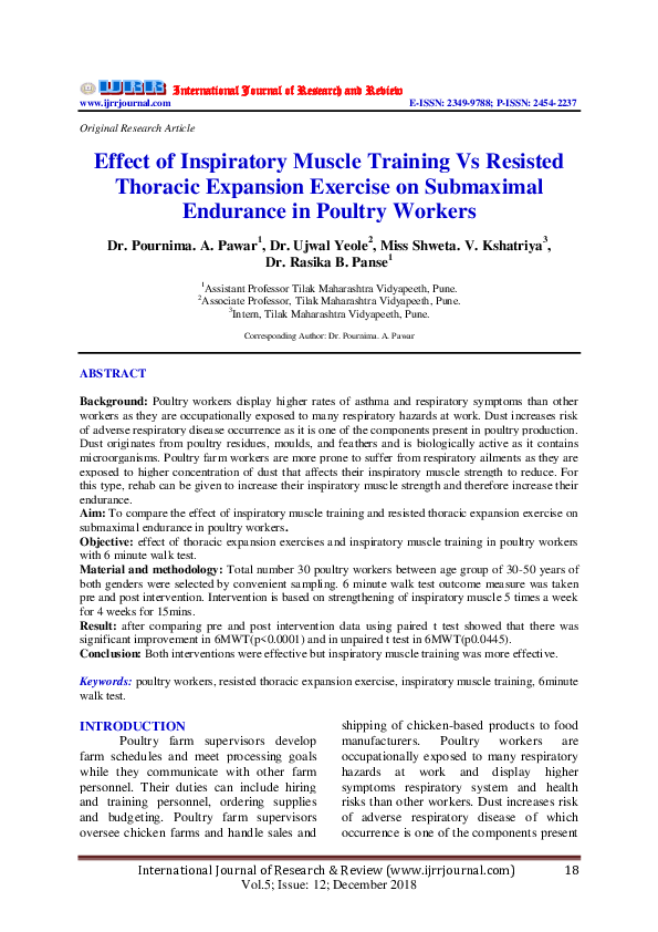 (PDF) Effect of Inspiratory Muscle Training Vs Resisted Thoracic ...