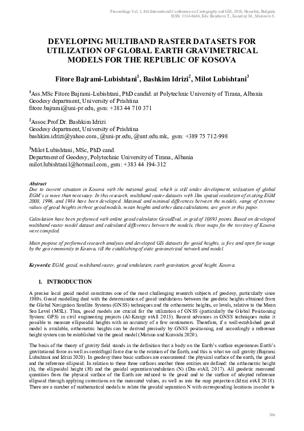 (PDF) DEVELOPING MULTIBAND RASTER DATASETS FOR UTILIZATION OF GLOBAL ...