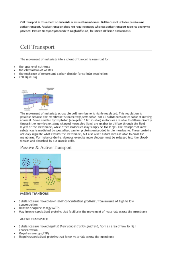 (PDF) Bio. cell transport