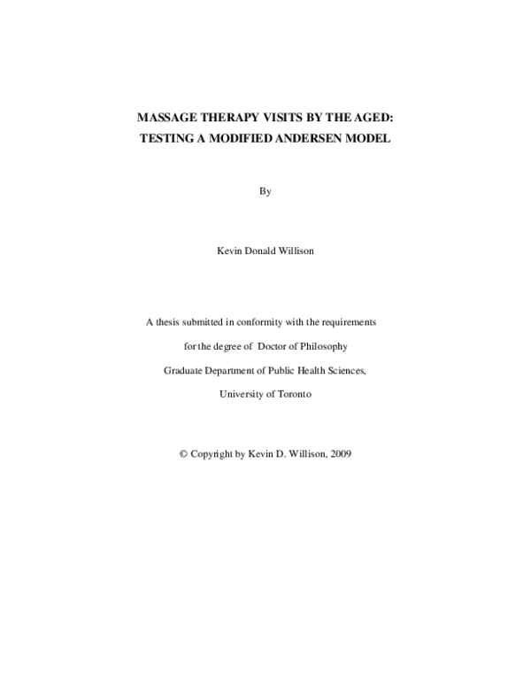 (PDF) MASSAGE THERAPY VISITS BY THE AGED: TESTING A MODIFIED ANDERSEN ...